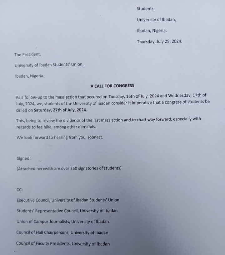 'Fee Hike': UI Students Demand Congress, To Review And Chart Way Forward – INDY PRESS