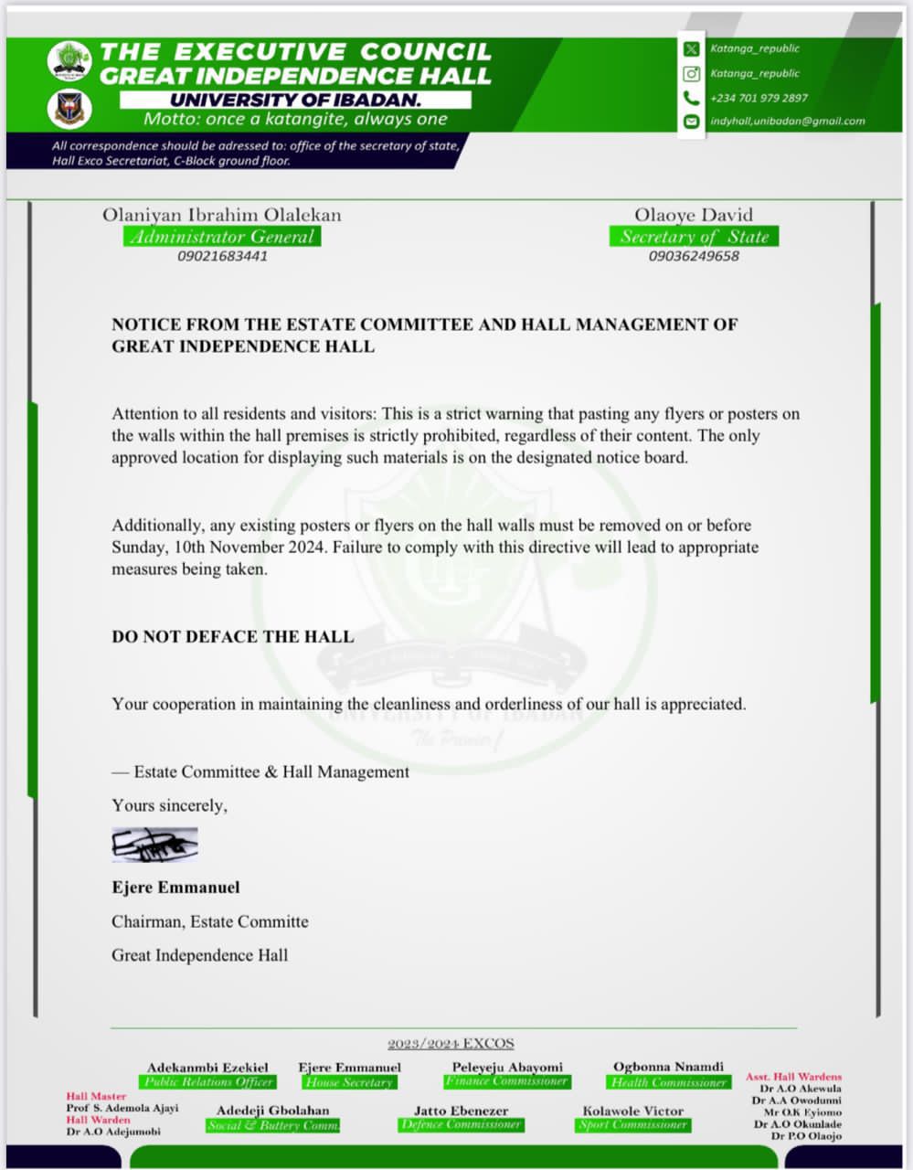 "Do not deface the hall" - Indy Hall Estate Committee Warns – INDY PRESS