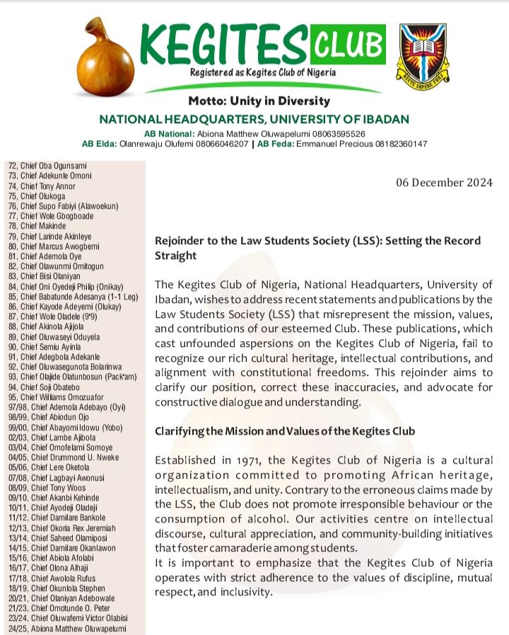 UI Kegites Club Faults Law Students Society Defamatory Statement ...